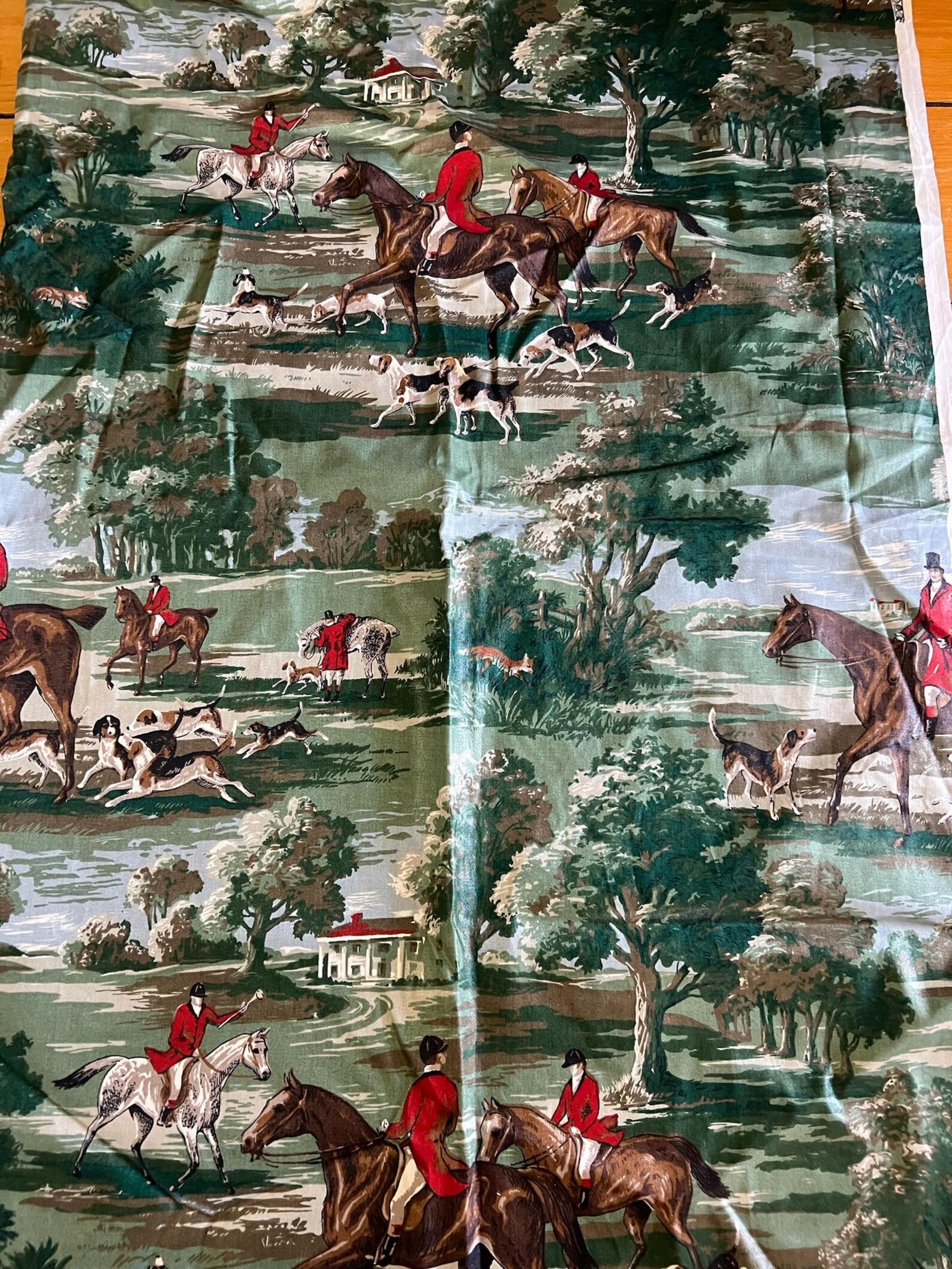 1988 Fox Hunting Print Fabric 54”x34” - Etsy