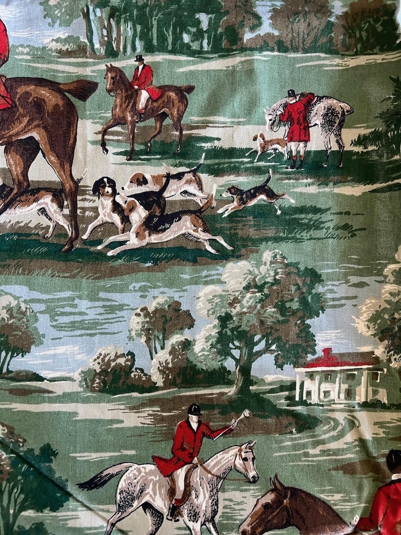 1988 Fox Hunting Print Fabric 54”x34” - Etsy