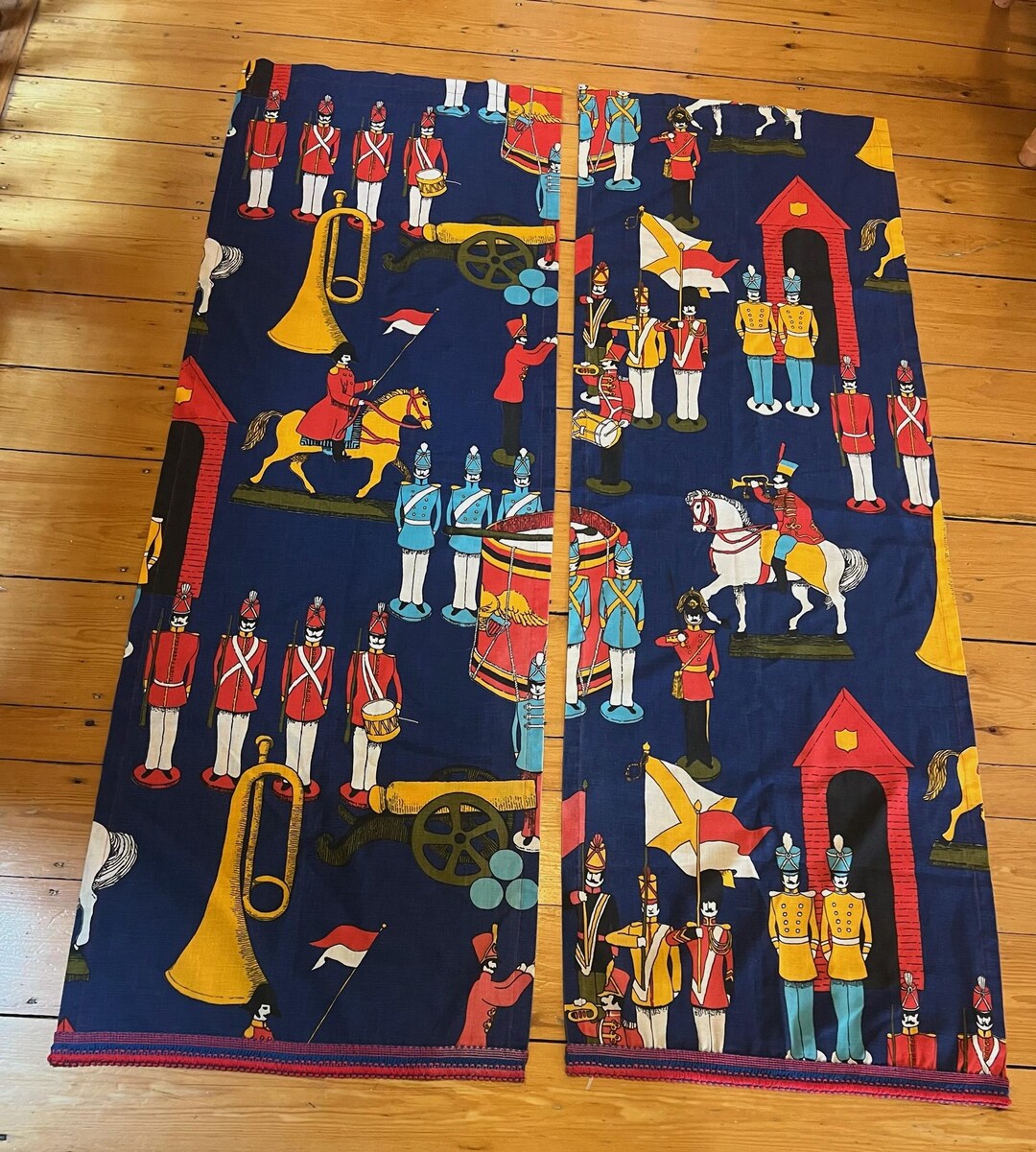 Sears Soldier Print Fabric Curtains Panels Measure 20” Wide X 60” Long ...