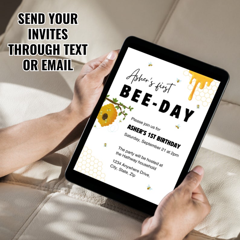 Bee Theme Birthday Cards for Toddlers First Birthday Invitations Honey ...