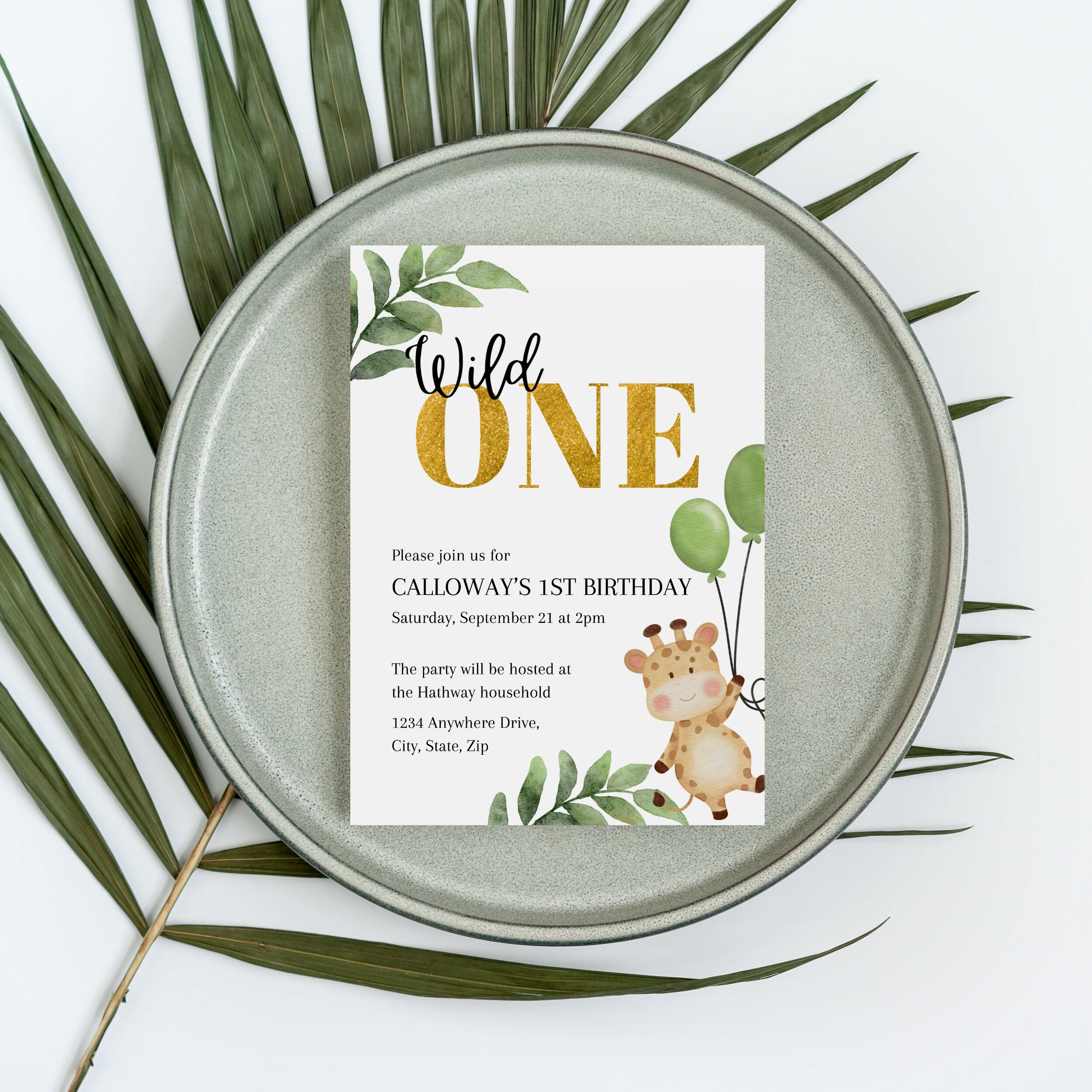 Wild One First Birthday Invitation Editable Template for Baby Boy ...