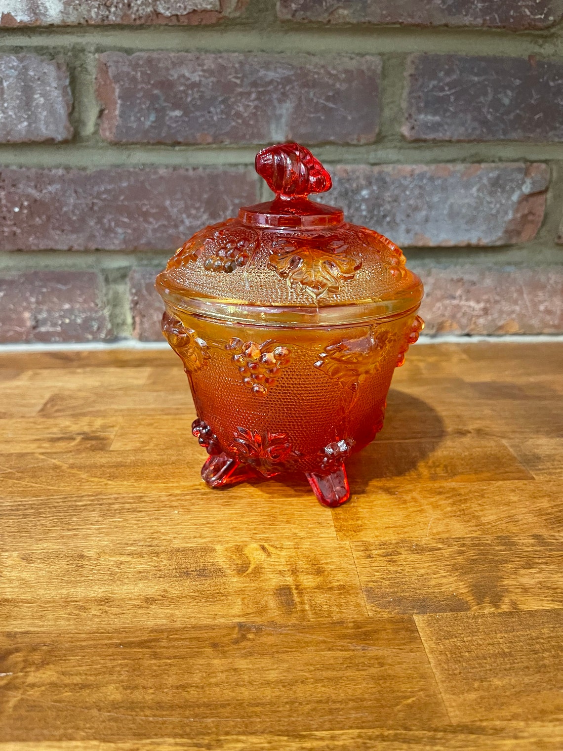 Vintage Jeanette Glass Company Candy Dish, Red Ombré Dish, Antique ...