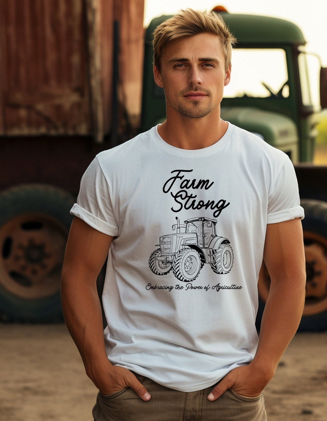 Farm Strong Tractor T-shirt Tough Farming Girl Gift for Him Ranching ...