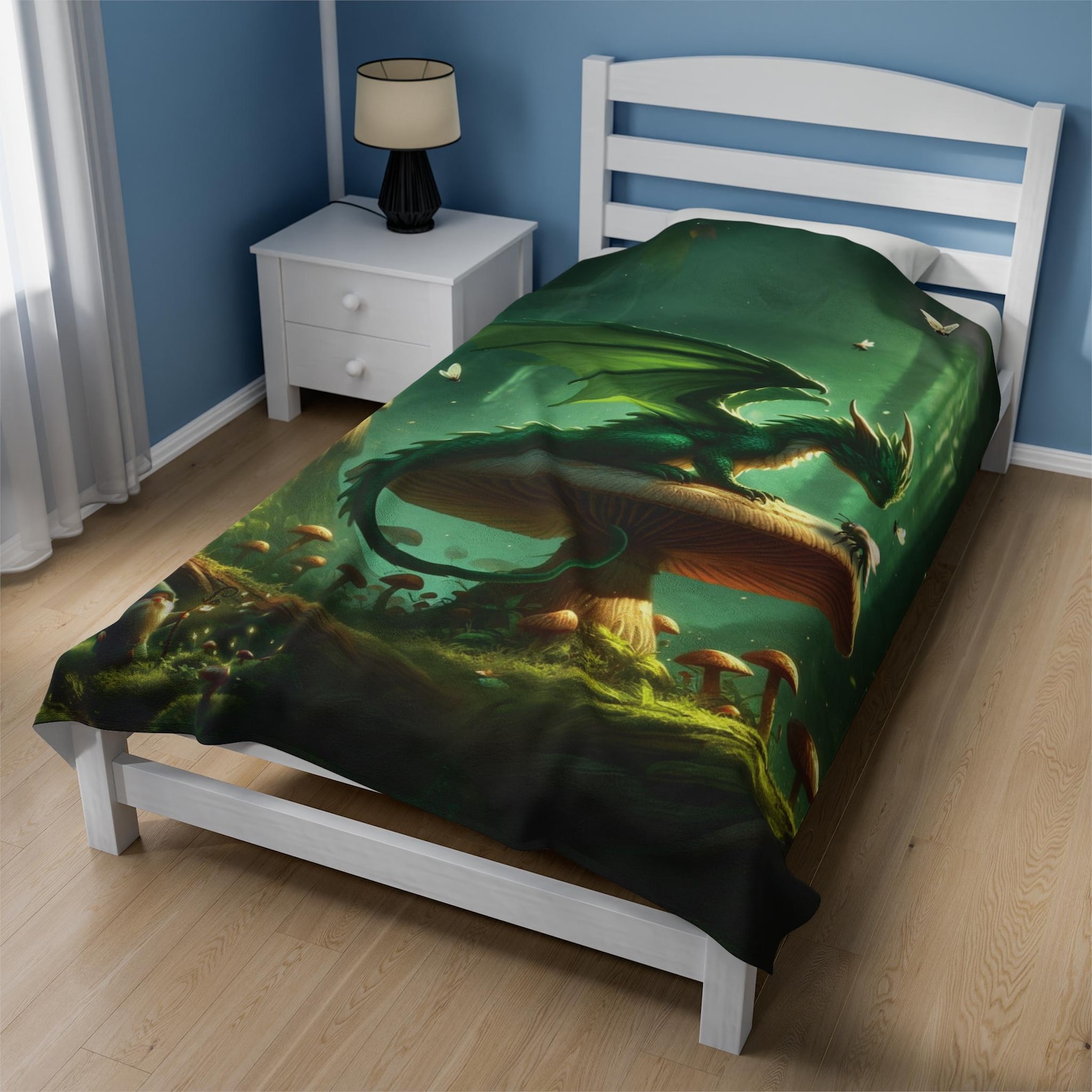 Green Dragon Blanket Plush Soft Throw for Dragonet Lovers Cozy Forest ...