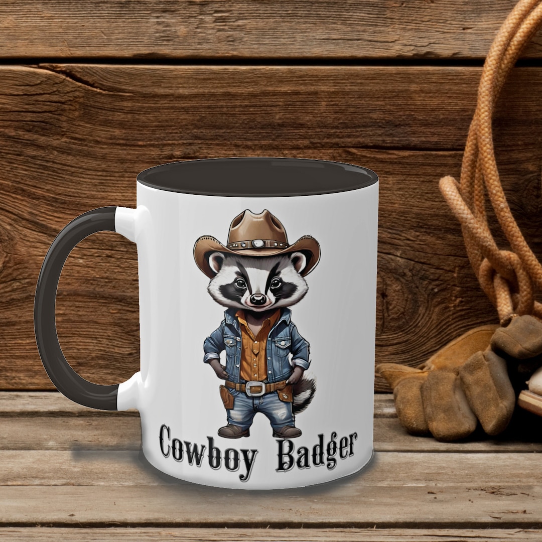 Cowboy Badger Coffee Mug Western Fun Birthday Gift for Cowboys Animal ...