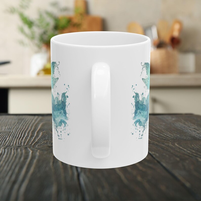 Water Fairy Mug Magical Artwork Blue Fantasy Style White Tea Cup Fairie ...