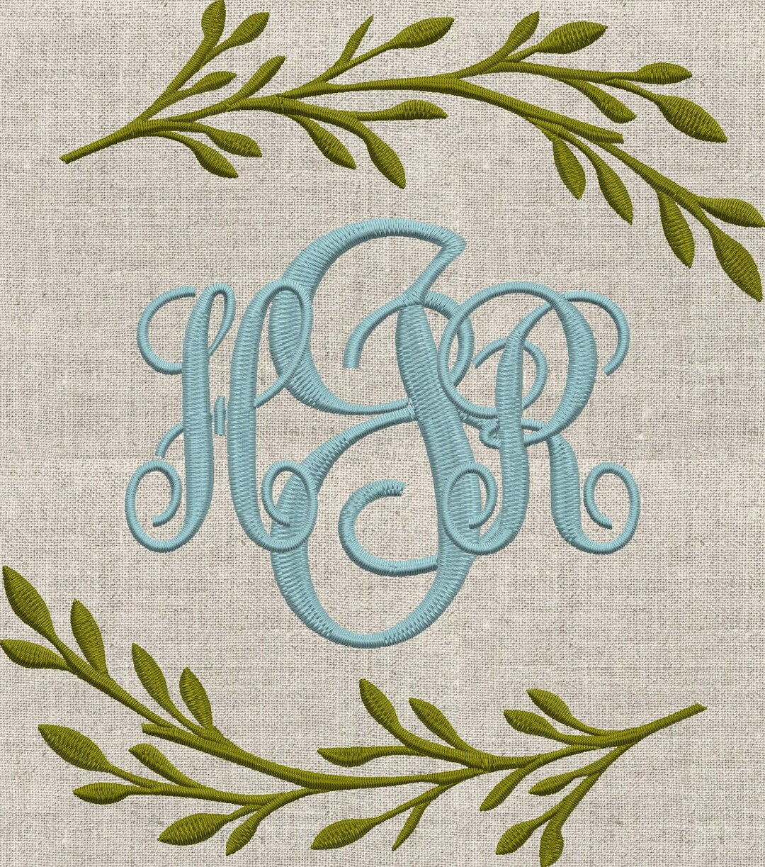 Fern Wreath Font Frame Monogram Design -font Not Included - EMBROIDERY ...