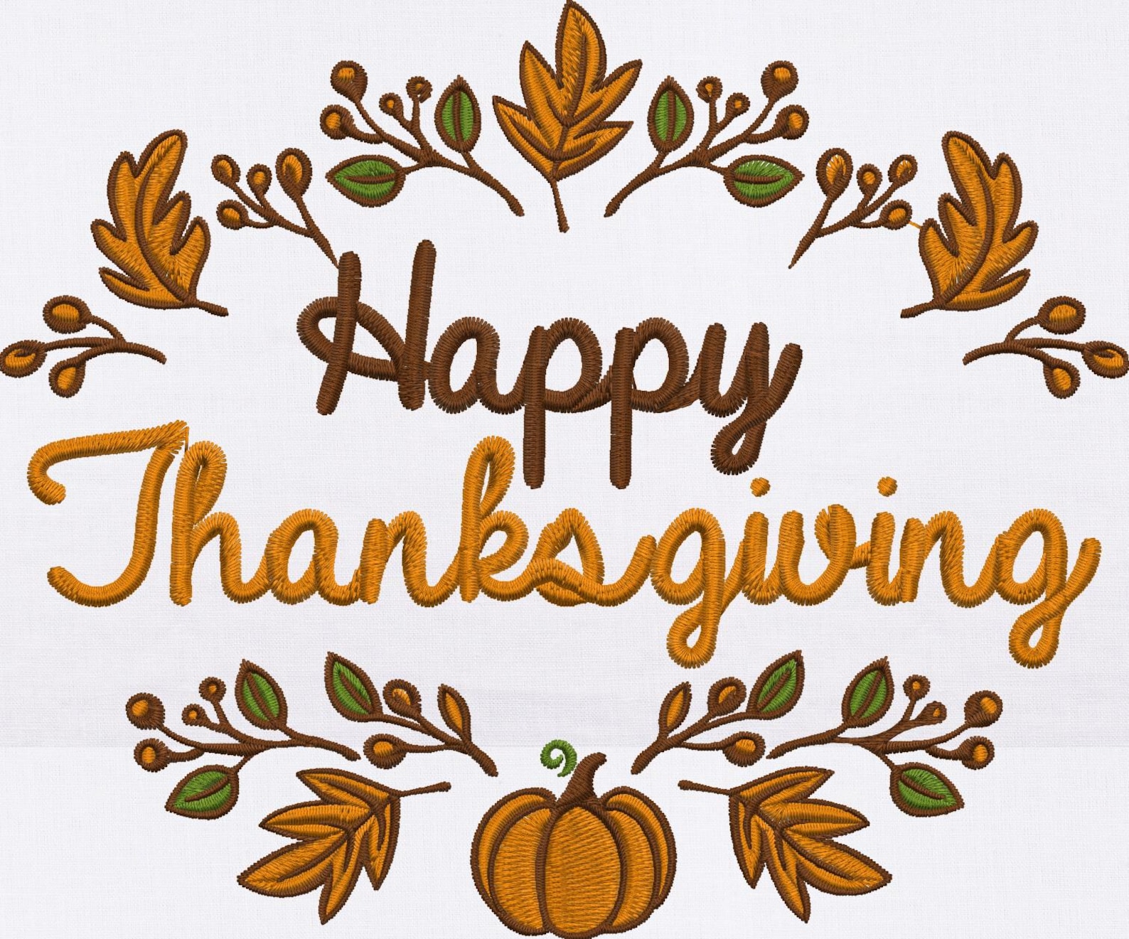 Autumn Pumpkin Leaves Fall Happy Thanksgiving Design EMBROIDERY DESIGN ...