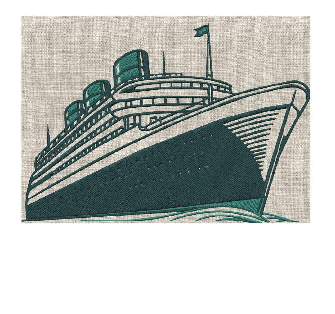 Vintage Retro Cruise Ship Boat Embroidery DESIGN FILE - Instant ...