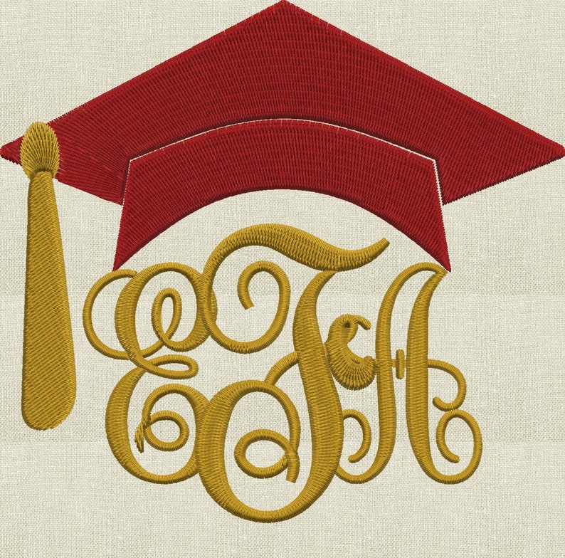 Graduation Cap Frame Monogram Design -font Not Included - EMBROIDERY ...