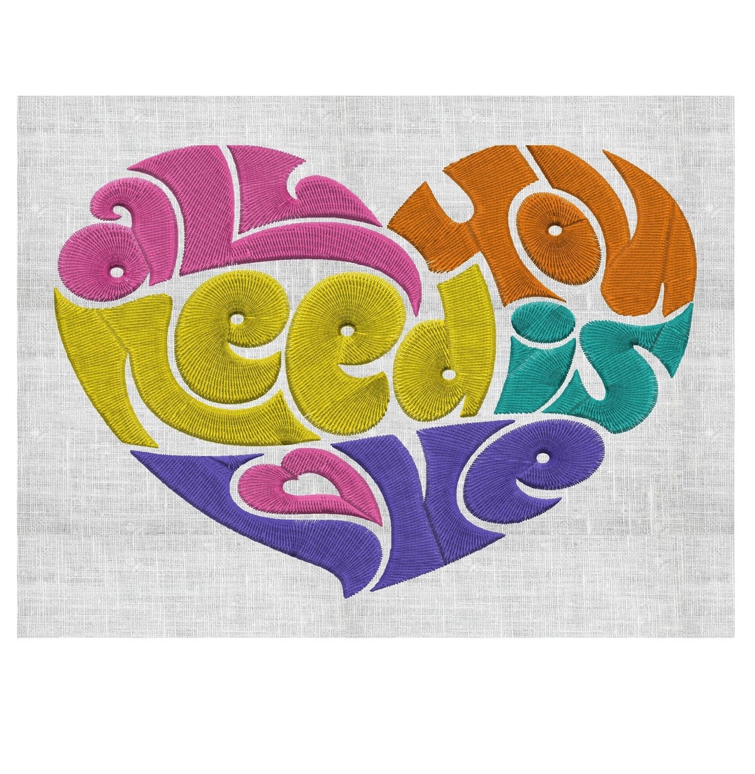All You Need is Love Embroidery Design Groovy Embroidery DESIGN FILE ...