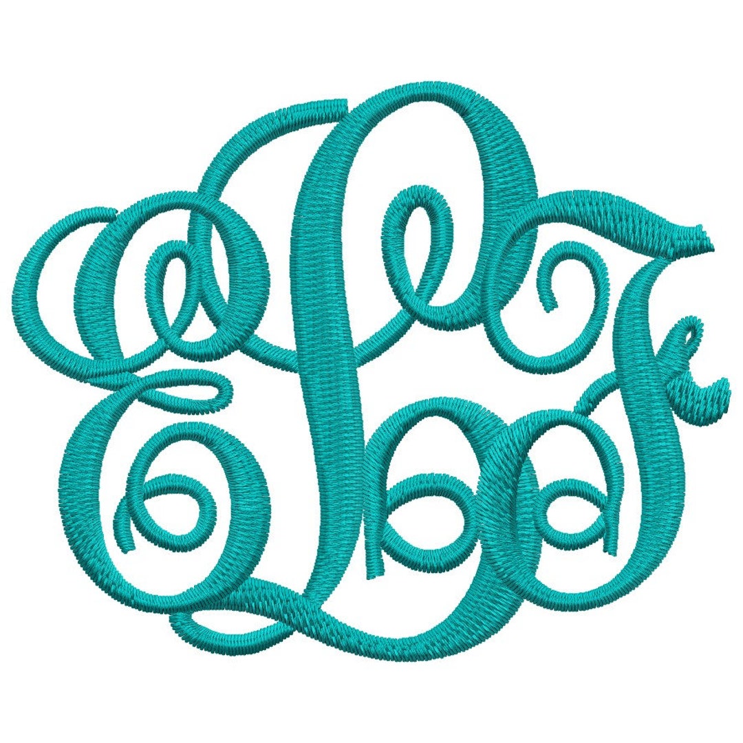 Scrolly Monogram Font Embroidery File - 26 Letters -2 Sizes 2.75" & 1. ...