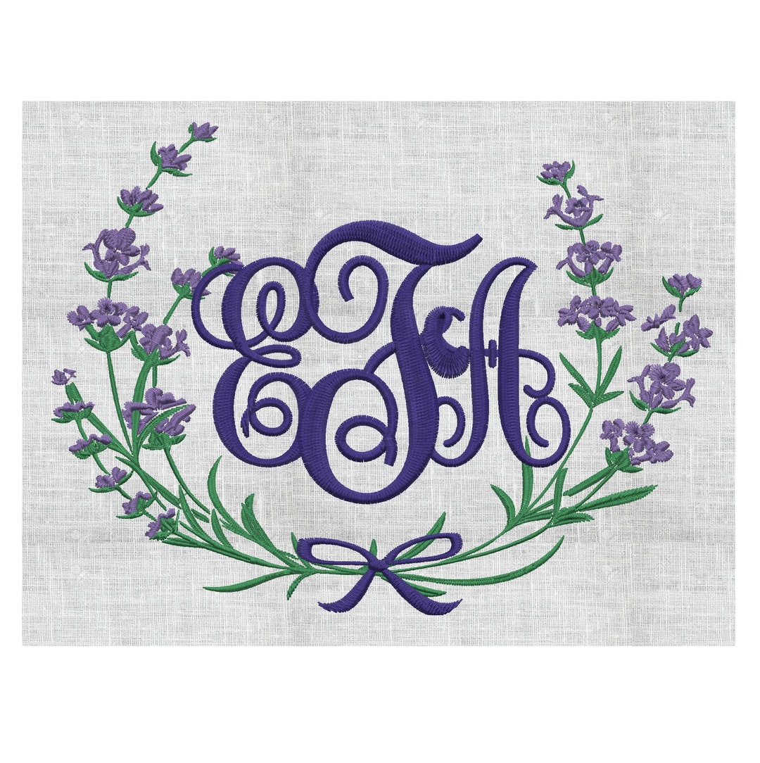 Lavender Bow Font Frame Monogram Design -font Not Included - EMBROIDERY ...