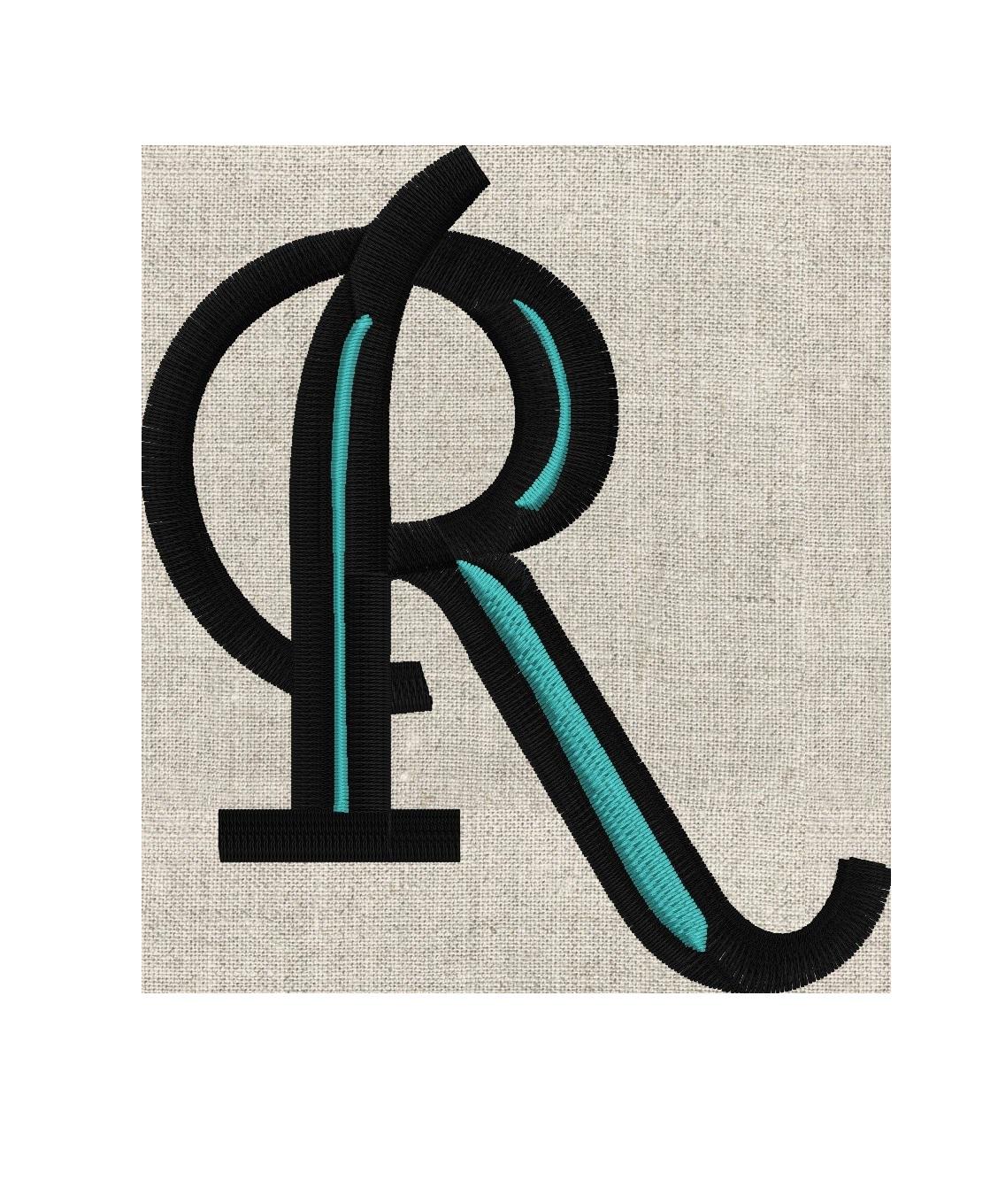 Twotone Royce Monogram Font Embroidery File 3.75" Ea. for 26 Letter ...