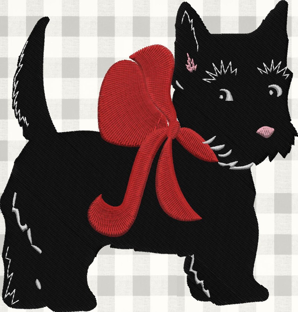 Scottie Dog W Bow Holiday Embroidery DESIGN FILE Instant Download Vp3 ...