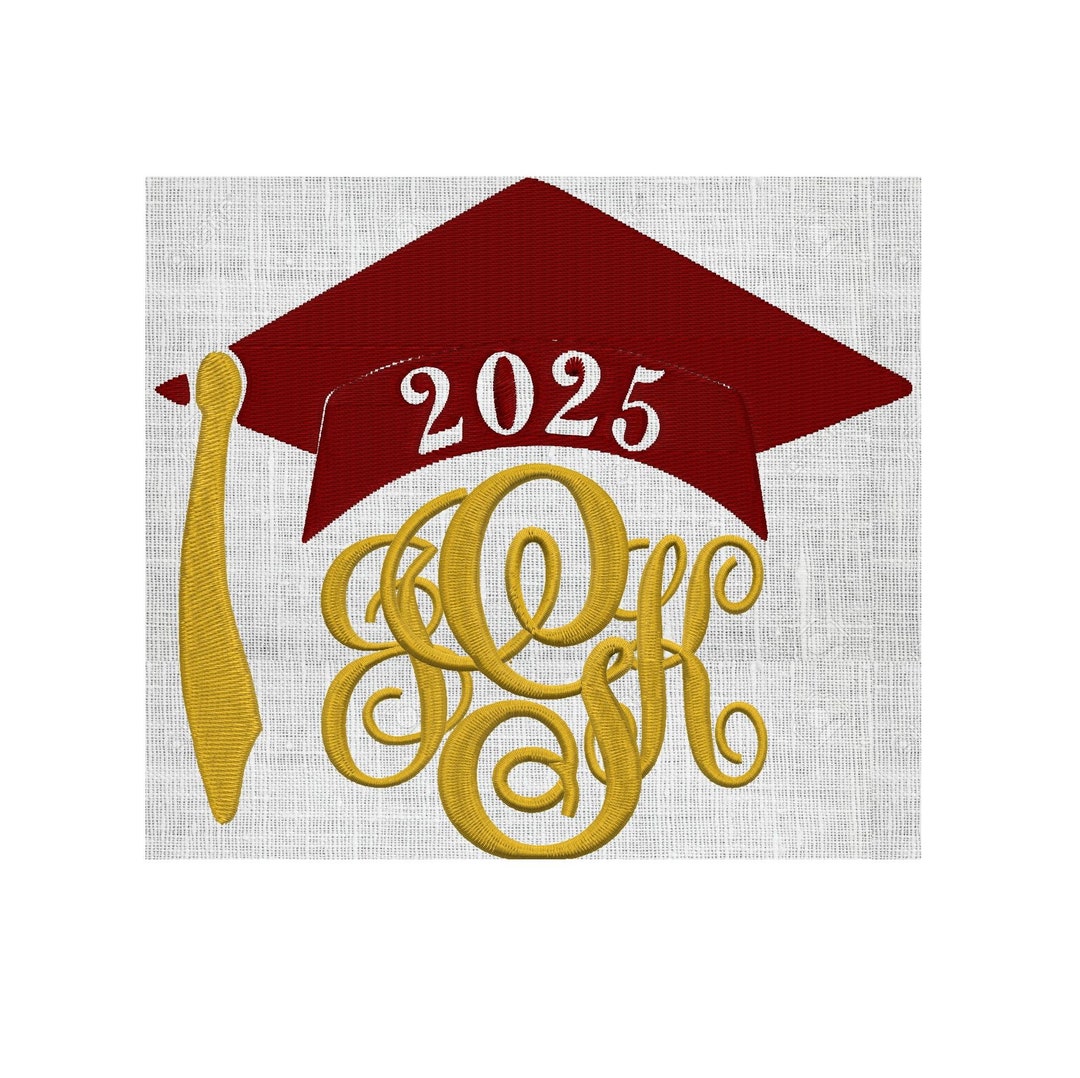 Graduation Cap 2025 W Tassel Frame Monogram Design -font Not Included ...
