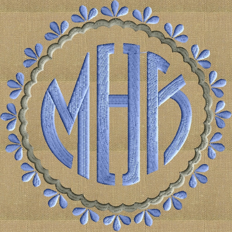 Circle Monogram Font Embroidery File - 26 Letters - 2.75" Tall ...