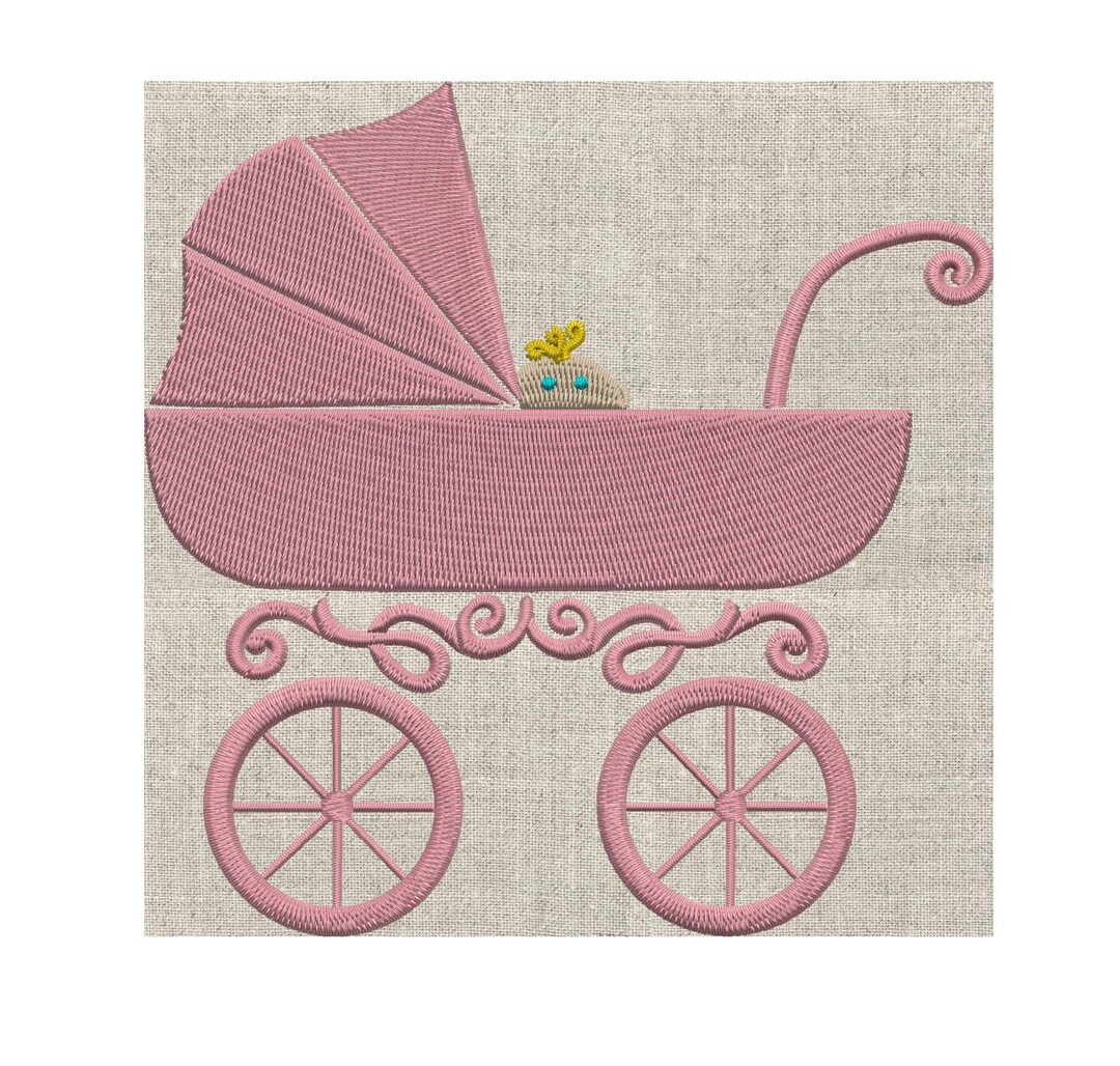 Baby Carriage W Baby EMBROIDERY DESIGN FILE - Instant Download - Exp ...