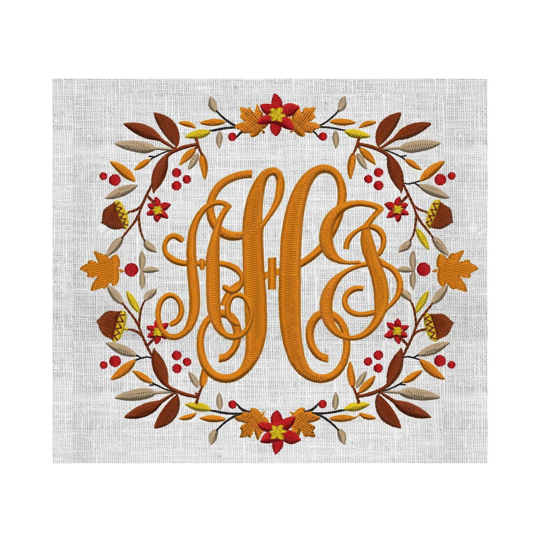 Autumn Leaves Fall Font Frame Monogram Design - Font Not Included ...
