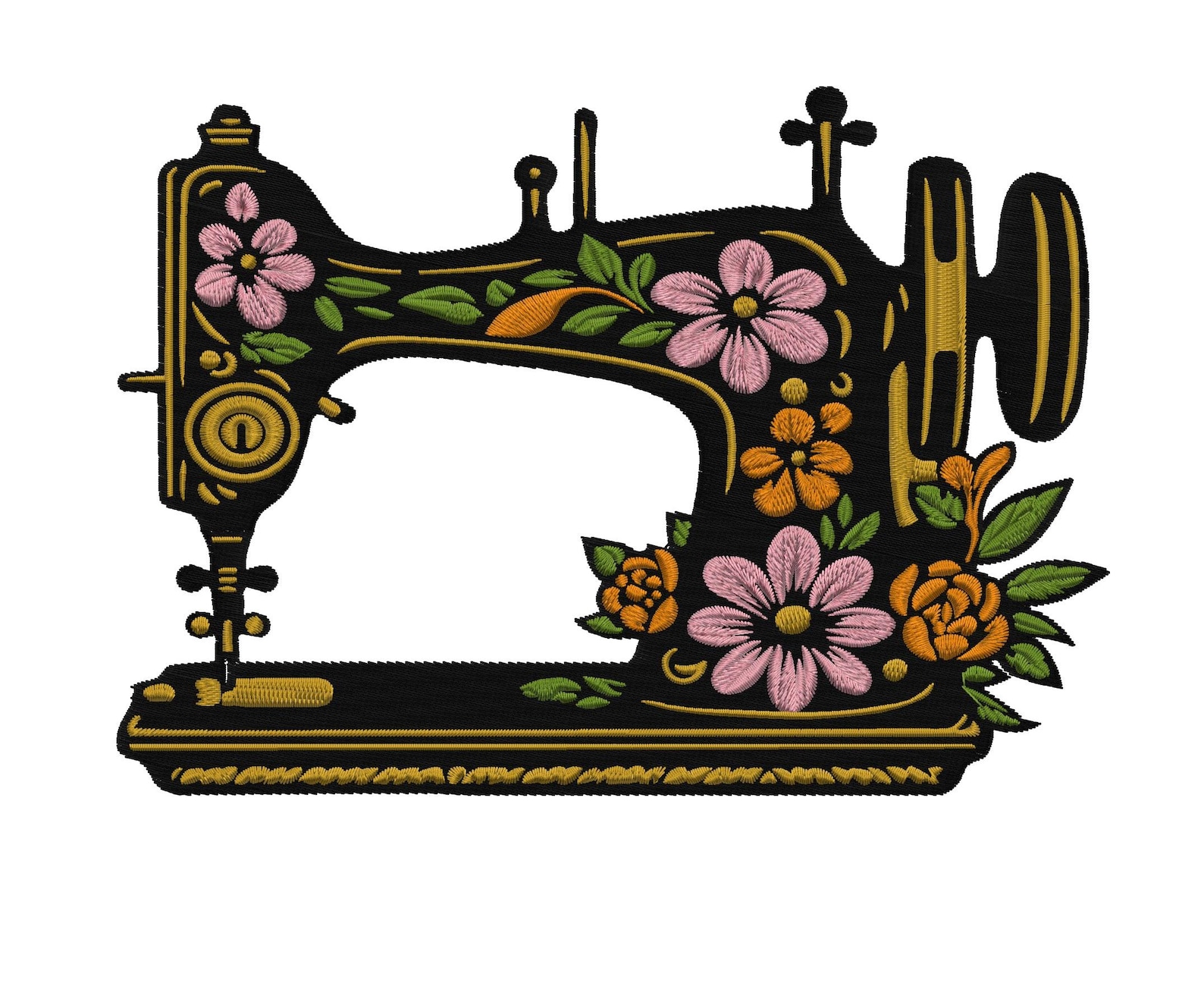 Vintage Retro Sewing Machine W Flowers Embroidery DESIGN FILE - Instant ...
