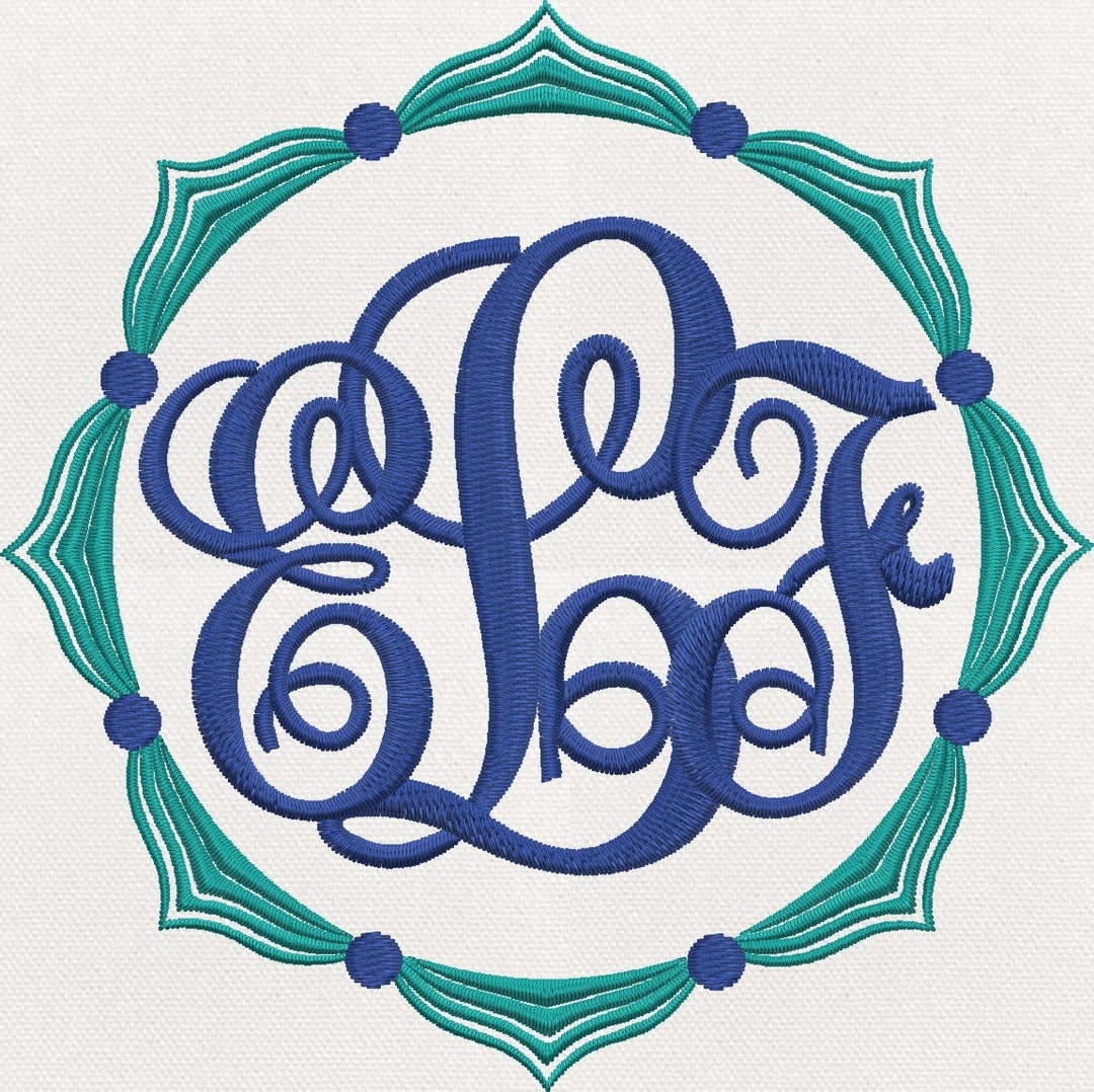 Lotus Dot Font Frame Monogram Design -font Not Included - EMBROIDERY ...