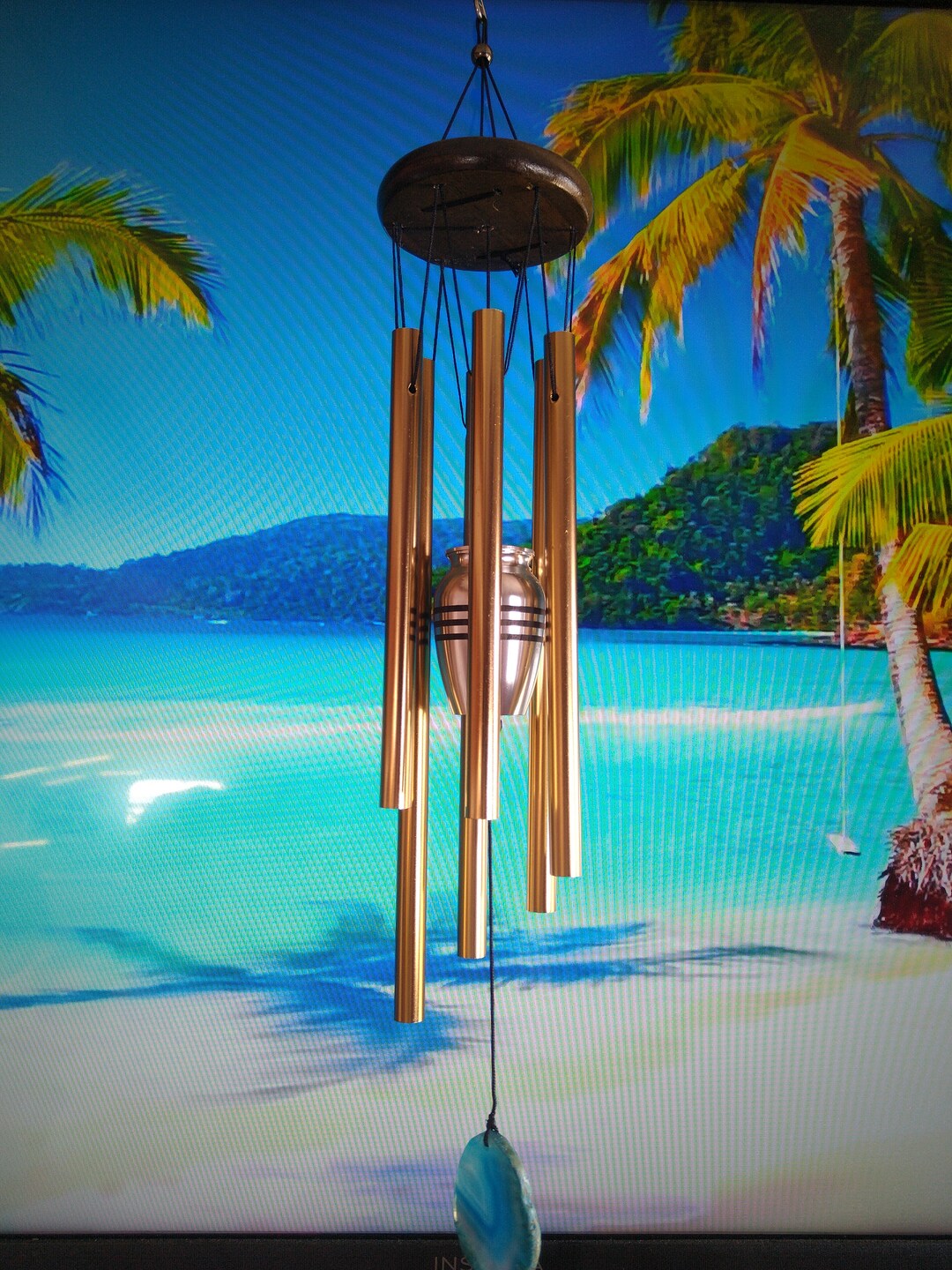 Urn Wind Chime With Stone Color of Your Choice or Wood. - Etsy