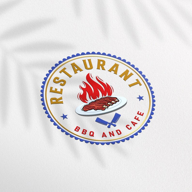 Custom BBQ Ribs Logo | Grilled Ribs Logo | Barbecue Ribs Logo ...