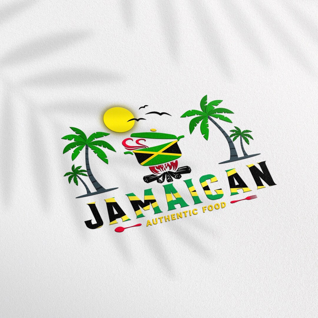 Jamaican Restaurant Logo Design, BBQ Grill Food Logo - Etsy