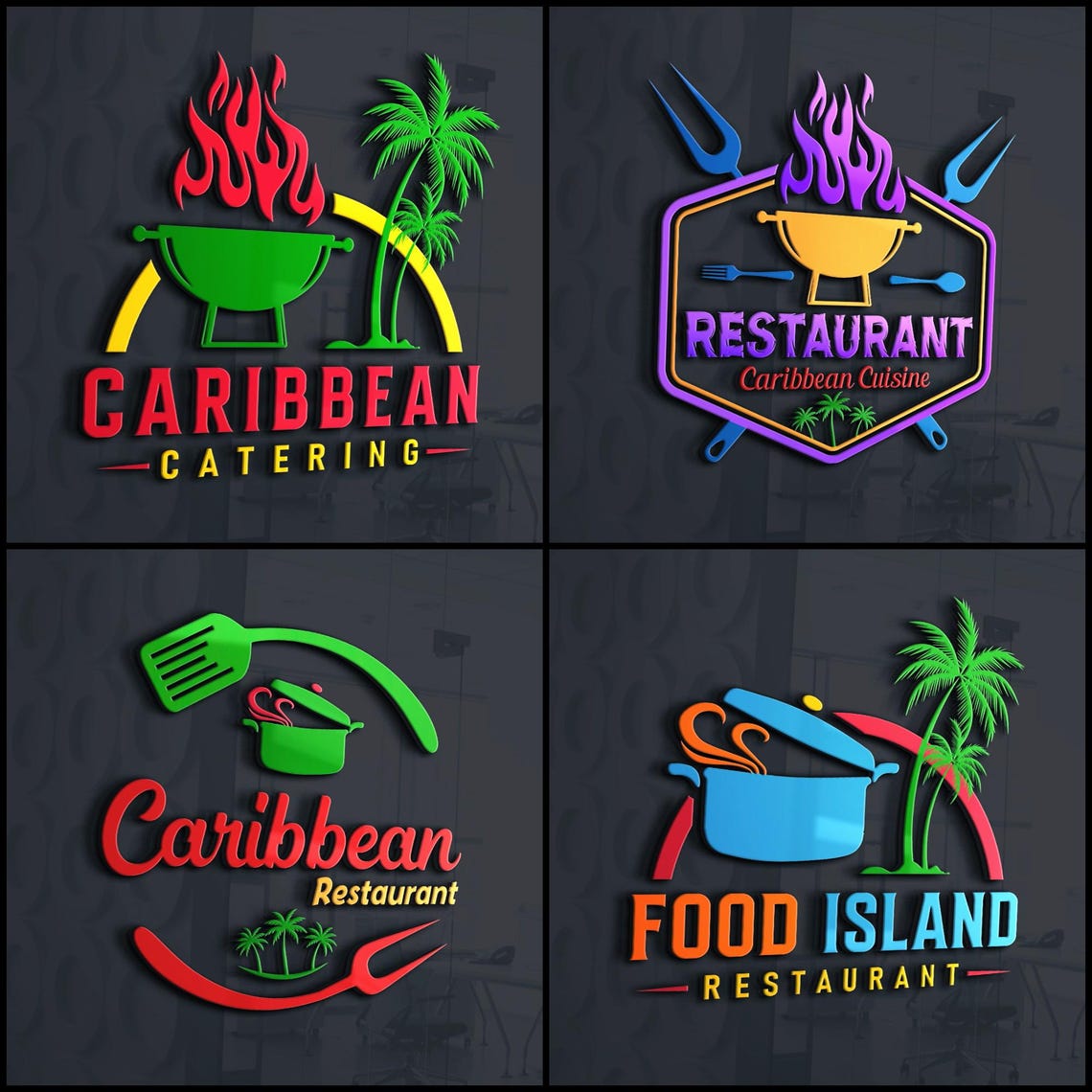 Custom Caribbean Restaurant Logo Design | Tropical Food Business ...