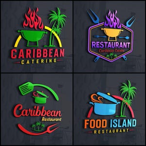 Custom Caribbean Restaurant Logo Design | Tropical Food Business ...