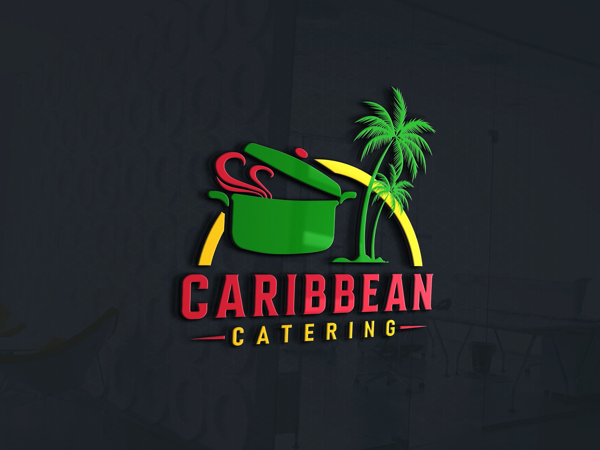 Caribbean Restaurant Logo for BBQ Grill Food Logo Kitchen Logo Catering ...