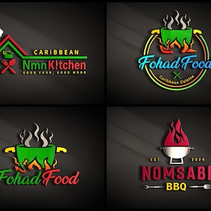 Premade Caribbean Restaurant Logo: BBQ, Grill Cuisine - Etsy