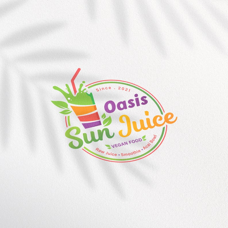 Juice Logo | Açai Bar Logo | Vegan Juice | Natural Juice | Fruit Juice ...
