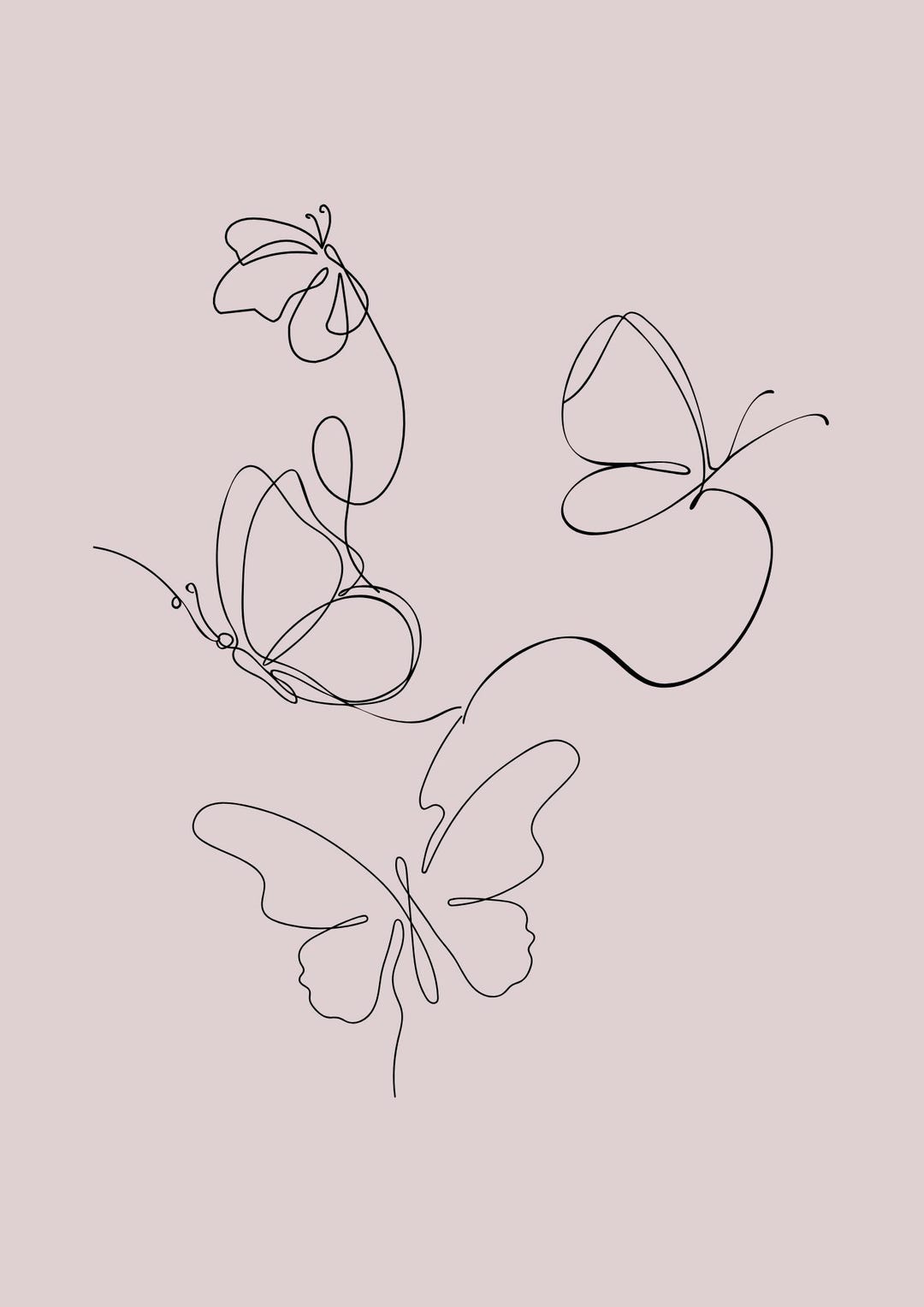 Minimalist Butterfly Line Art Prints – Set of 3 - Etsy