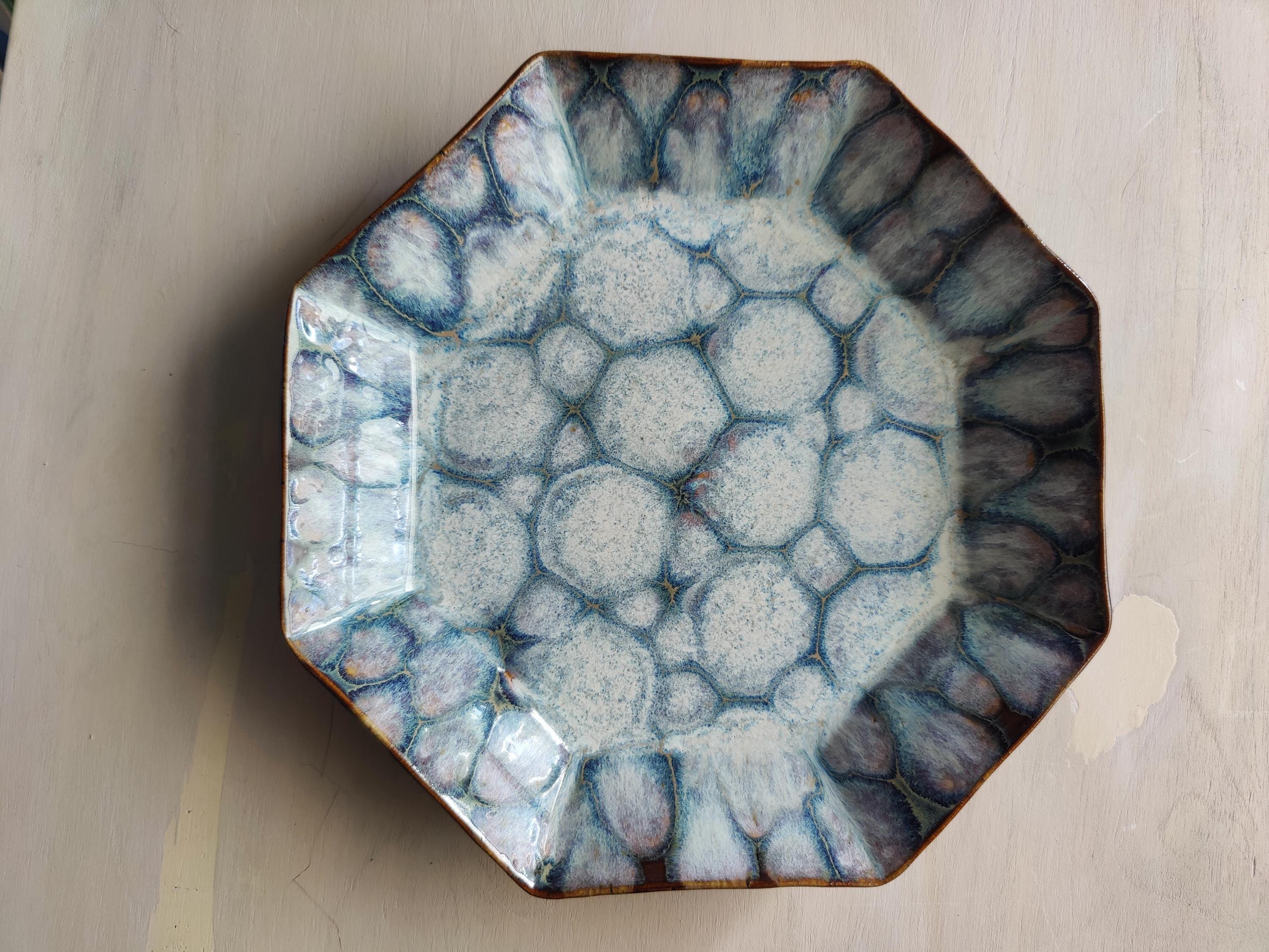 Ceramic Pie Dish Hexagon Shaped 10" X 10" W/glaze Combos Effect - Etsy