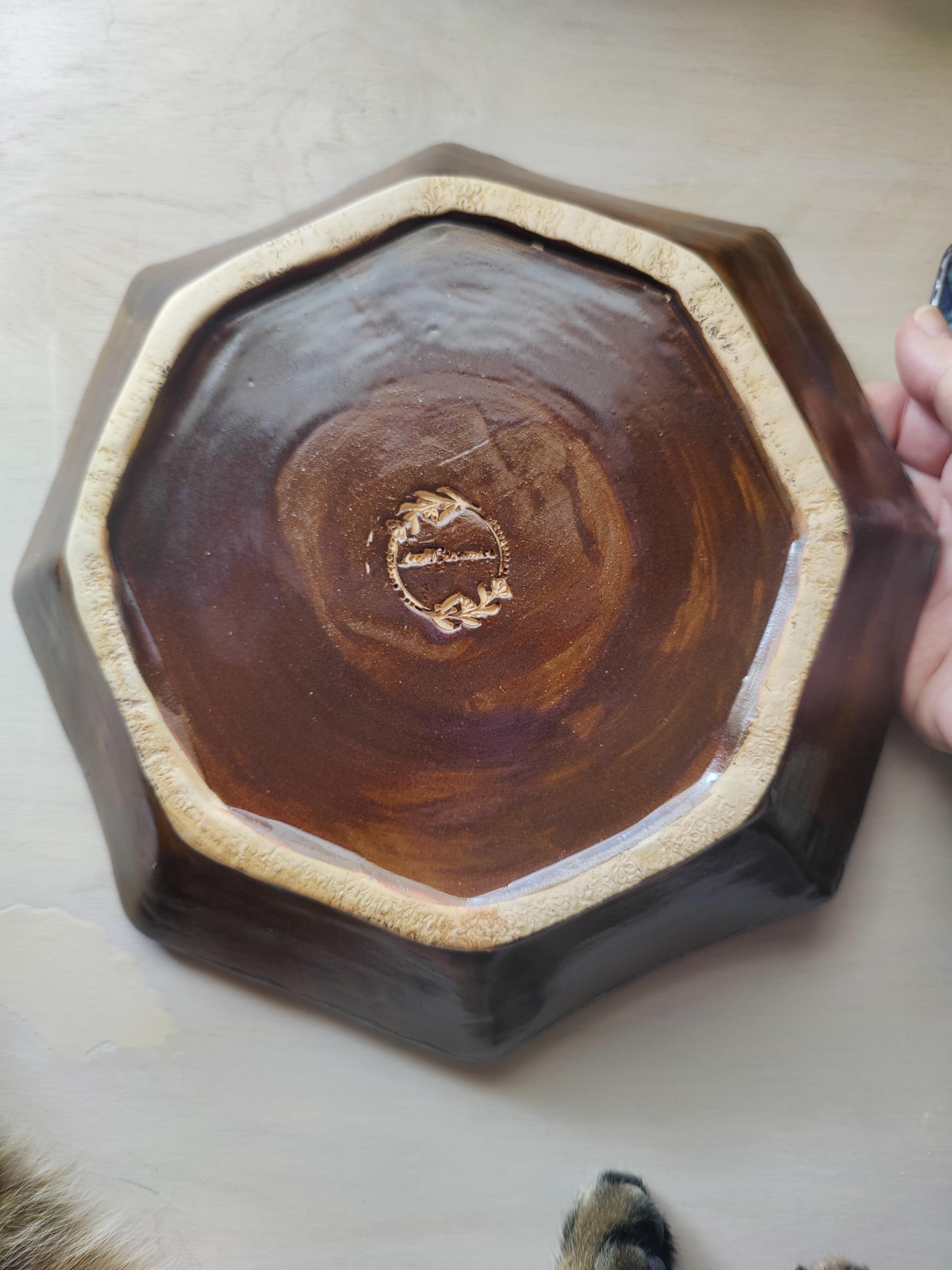 Ceramic Pie Dish Hexagon Shaped 10" X 10" W/glaze Combos Effect - Etsy