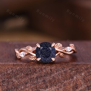 Vintage Blue Sandstone Couples Ring Rose Gold Matching Ring Set His and ...