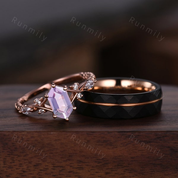 Lavender Amethyst Ring Wedding Band - Etsy