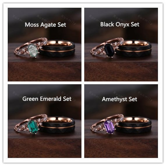 Vintage White Opal Couples Ring Rose Gold Matching Ring Set His and Hers Wedding Band Promise Ring for Men for Women October Birthstone Ring Etsy UK