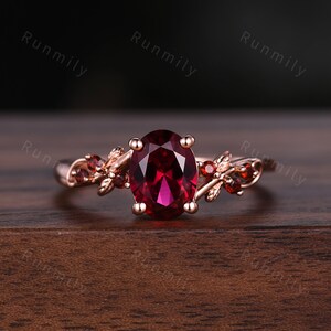 Oval Cut Ruby Couples Ring Set Rose Gold Matching Promise Ring His and ...