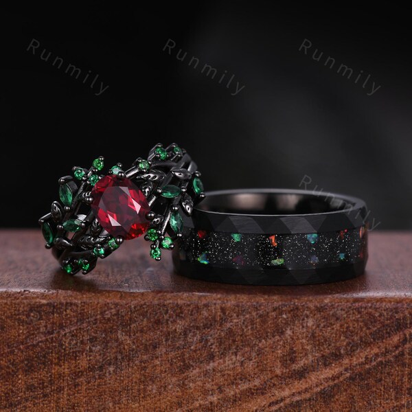 Ruby Emerald Ring - Etsy