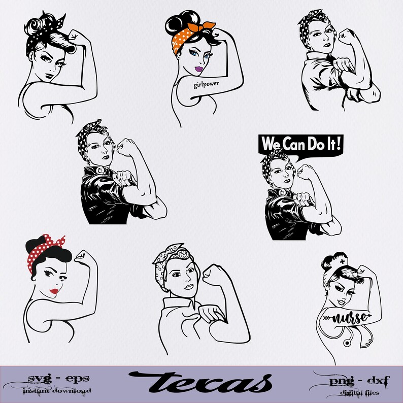 Rosie the Riveter Svg Bundle, Riveter Rosie Svg, Woman Empowerment ...