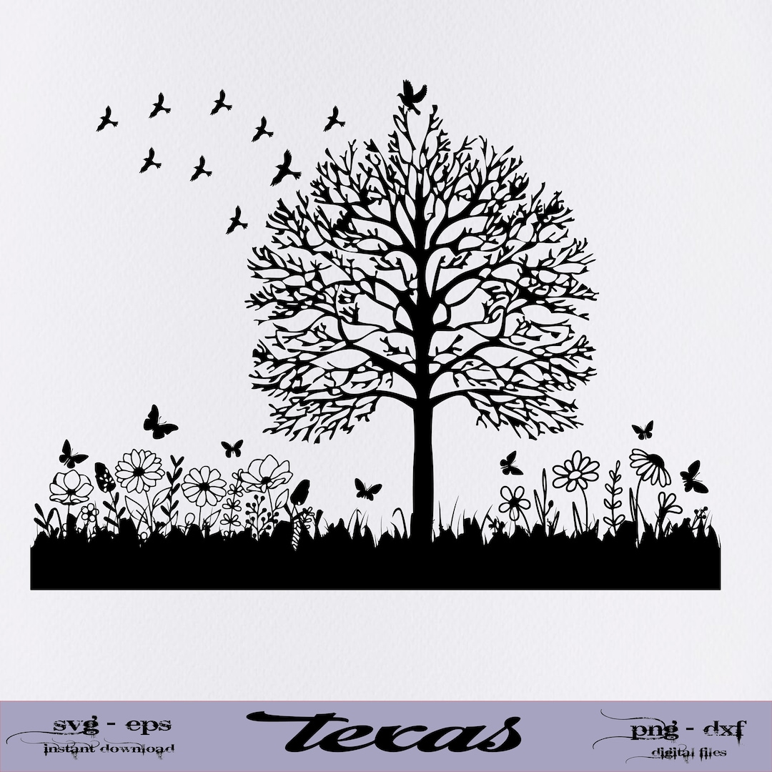 Tree Birds Svg | Birds on Branches Svg| Birds and Branch| Flock of ...