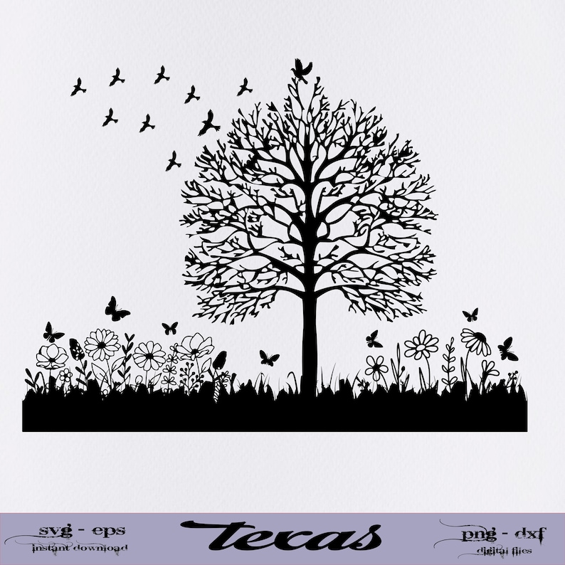 Tree Birds Svg Birds on Branches Svg Birds and Branch Flock of Birds ...