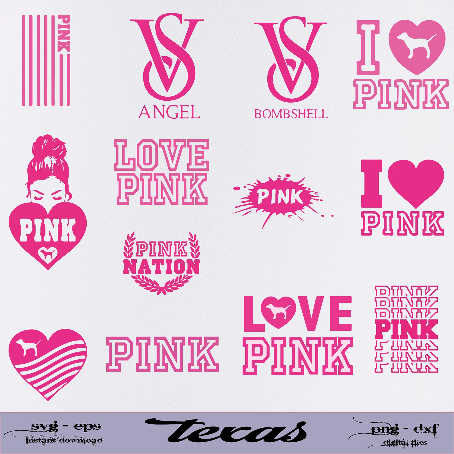 Pink SVG Bundle, Pink SVG, Pink Love Svg, Love Pink Svg, Pink Clipart ...