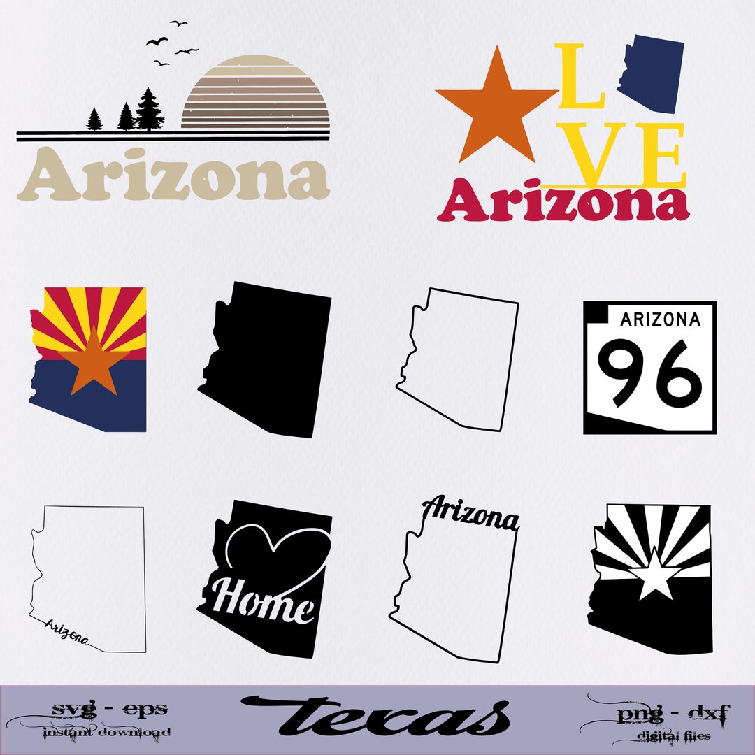 Arizona SVG Bundle, Arizona State SVG, Arizona Outline Png, Arizona ...