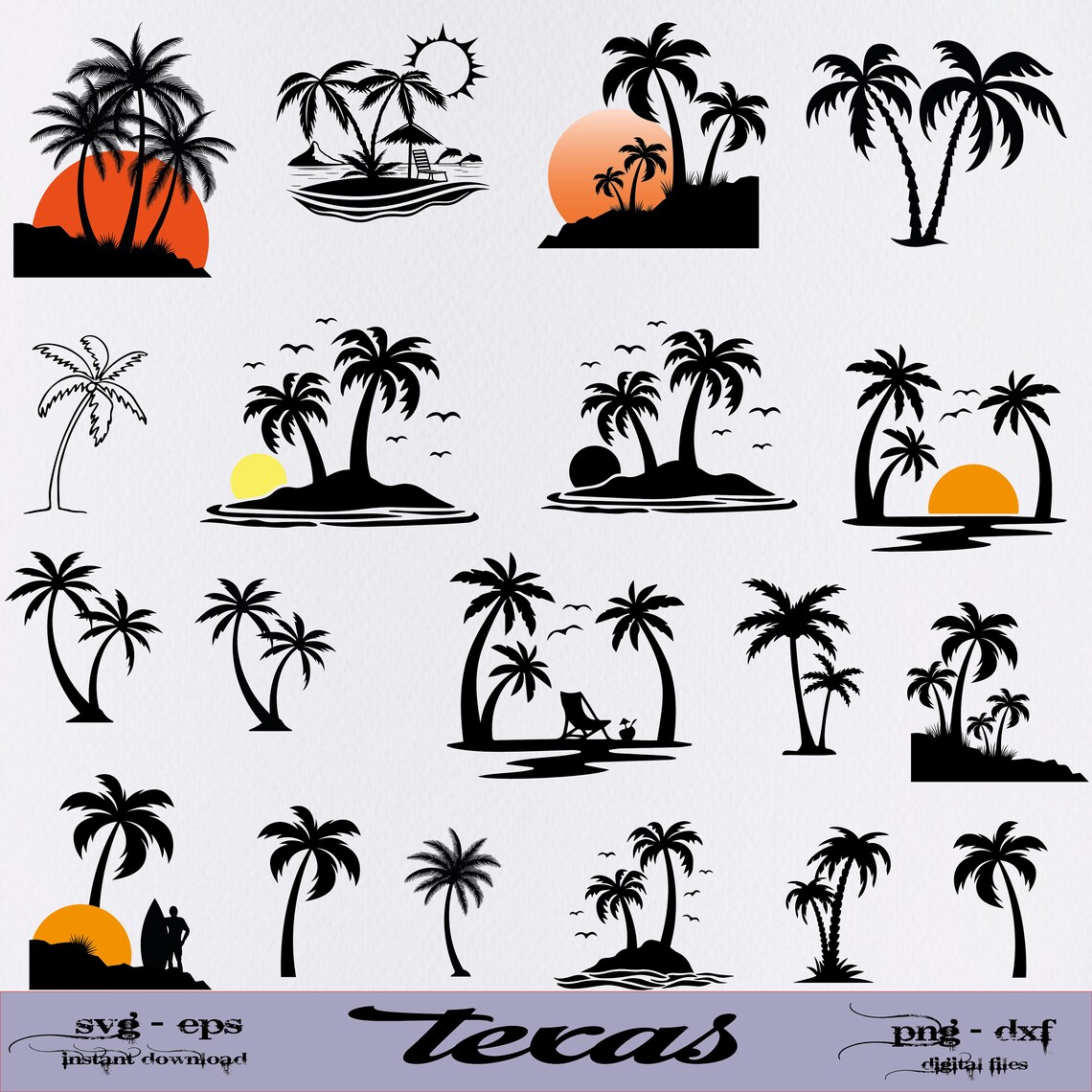 Palm Tree SVG Bundle Palm Tree PNG Bundle Palm Tree Clipart Palm Tree ...