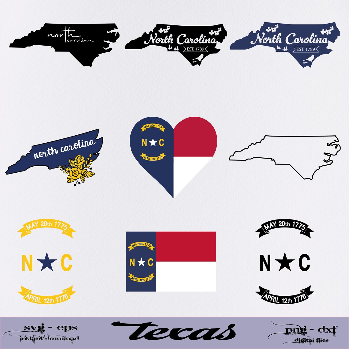 North Carolina State Svg Bundle, North Carolina Svg, Nc Svg, North ...