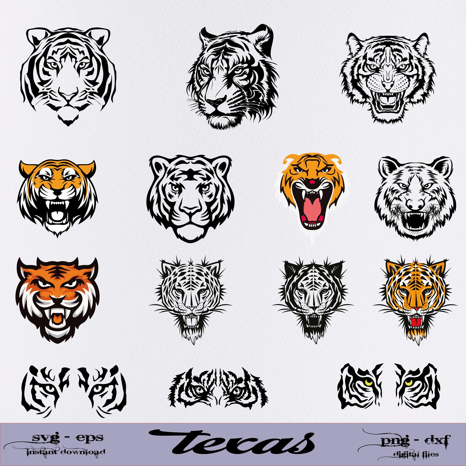 Tiger SVG Bundle, Tiger SVG, Tiger Head Svg, Tiger Face Svg, Tiger ...