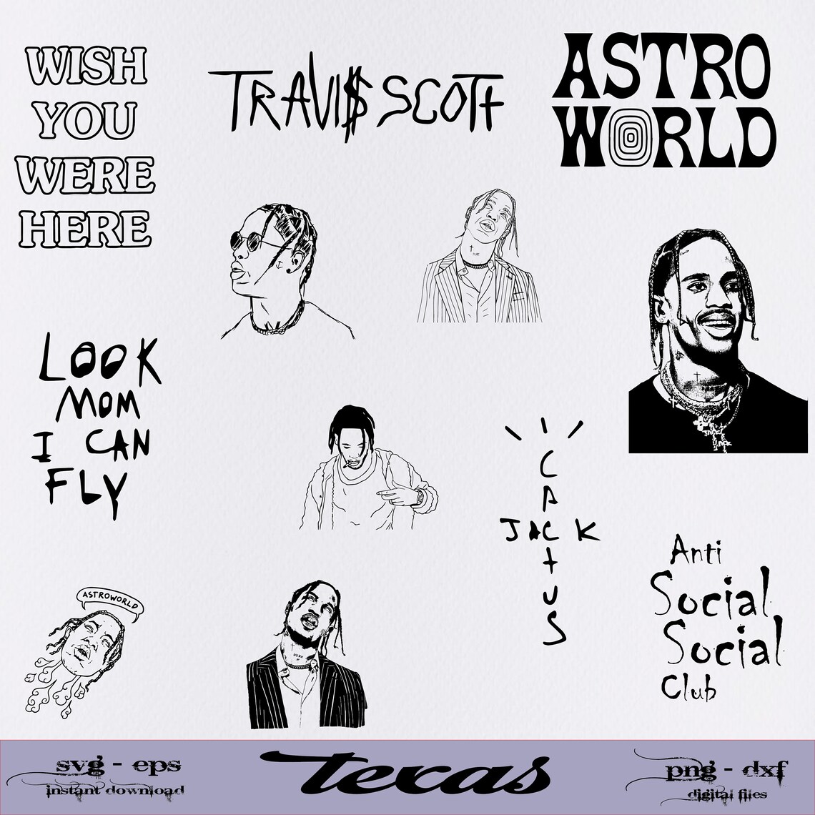 Travis Scott Svg Bundle, Travis Scott Png, Travis Scott Stickers ...